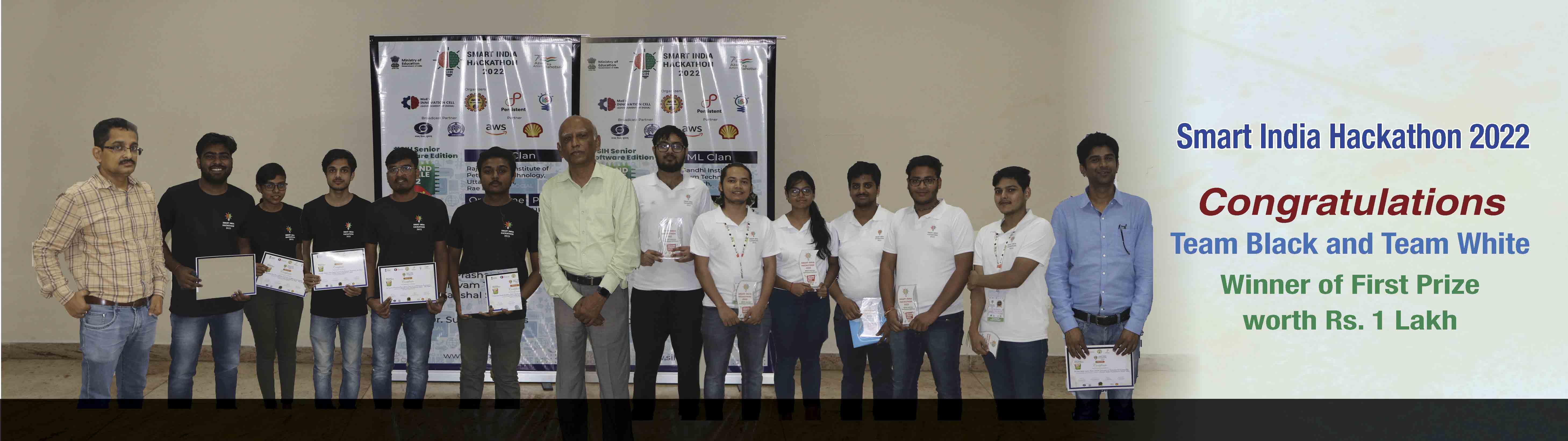 Professor A S K Sinha, Director, RGIPT with the Winning Teams belonging ...